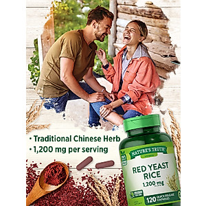 Nature's Truth Red Yeast Rice Capsules 1200 mg | 120 Count | Non-GMO, Gluten Free Supplement