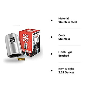 Pop-the-Top Beer Bottle Opener (Stainless): Automatic Bottle Cap Opener, Push Down Pop Off Bar Tool, Soda and Beer Cap Remover, Cool & Fun Gadget
