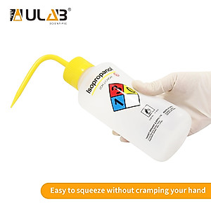 ULAB Scientific Right-to-Know Safety Wash Bottle Set, Acetone, Ethyl Alcohol, Methanol, Isopropanol, Distilled Water, Sodium Hypochloride, Vol.500ml with Draw Tube, UWB1001