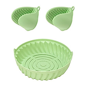 beertoy Air Fryer Reusable Pot Easy To Clean Oven Baking Tray Round Liners with Gloves Kitchen Air Fryer Accessory air fryer pot reusable fryer liners air fryer liners round air for