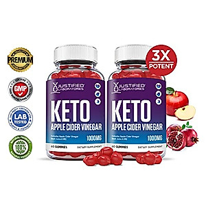 Justified Laboratories (2 Pack) Keto Blast Gummies 1000MG ACV with Pomegranate Juice Beet Root B12 120 Gummys