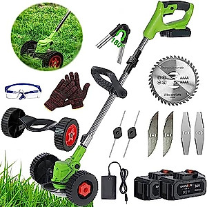 Electric Weed Eater Battery Powered Electric Weed Wacker 36V Cordless Grass Trimmer Edger Lawn Tool with 2PCS 4.0AH Batteries and 3 Types Blades Lightweight Brush Cutter for Yard and Garden
