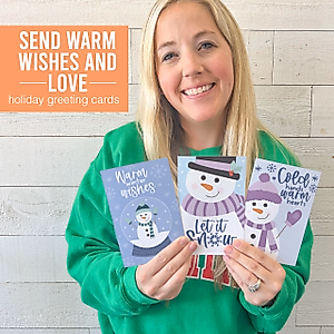 Hadley Designs 24 Christmas Cards with Envelopes - Blank Holiday Cards with Envelopes for Family, Friends & Business, Made in the USA (Snowman)