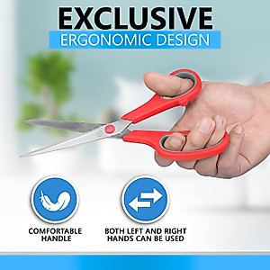 Scissors, WS 8" Multipurpose Scissors Bulk 3-Pack, Razor Sharp Blade Shears, Comfort-Grip Handles,Left/Right Handed, Strong Sharp Scissors Office Home School Sewing Fabric Craft Supplies