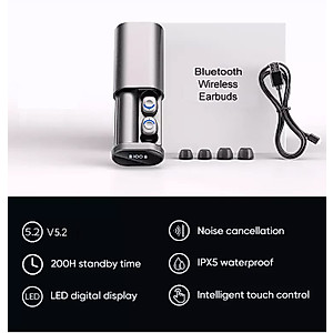 Bluetooth-Earphones-Earbuds/Noise-Canceling/Power-Bank-Mobile-Phone-Charger, in White Color