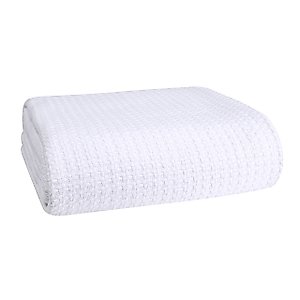 BELIZZI HOME 100% Cotton Bed Blanket, Breathable, King Size, Cotton Thermal Blankets, Perfect for Layering Any Bed for All Season, White