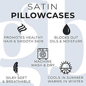 Great Bay Home Satin Pillowcase for Hair and Skin King - Charcoal Silk Pillowcase 2 Pack 20x36 inches - Satin Pillow Cases Set of 2 with Envelope Closure