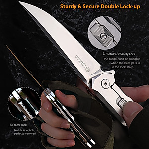 Tactical Folding Pocket Knife for men,14C28N Stainless Steel Blade,Frame Lock,G10 Handle,EDC Small Camping Knives Belt Clip Carry,Lightweight Survival Hunting Flipper Microtech Elemental Bushcraft Hiking Sharp Gear Tool Father Dad Gifts Ruike p108
