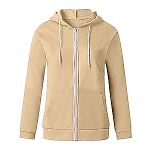 holiday deals Sweatshirt For Women Graphic Fall Jackets For Women Trendy 2023 Teen Girls y2k Clothes Full Zip Up Hoodies Cute Casual Long Sleeve Hoodie Sweatshirt Khaki S