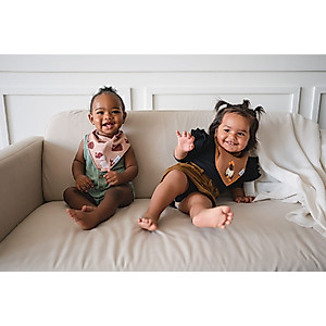 Afrigora Brown Baby Bandana Bibs For Girls 5-Pack 100% Organic Cotton Drooling Teething Newborn 0-6 months Infant 6-18 months Toddler 18-36 month