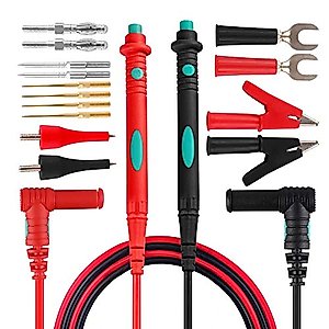 Micsoa Multimeter Test Leads Kit, Digital Multimeter Leads with Alligator Clips Replaceable Multimeter Probes Tips Set of 16