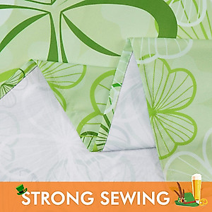 ASPMIZ St. Patrick’s Day Tablecloth, Lucky Shamrock Table Cloth, Green and White Tablecloths, Leaf Clovers Waterproof Tablecloth Rectangle for Dinner Party Decoration, 60 x 84 inch