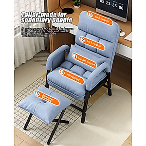 WFCCDM Relax Armchair Rocking Chairs Reclining Chair Lounge Seating Sofa Chair Occasional Side Chairs, Adjustable Footrest & Backrest, for Living Room Bedroom 50 * 51 * 102cm Blue