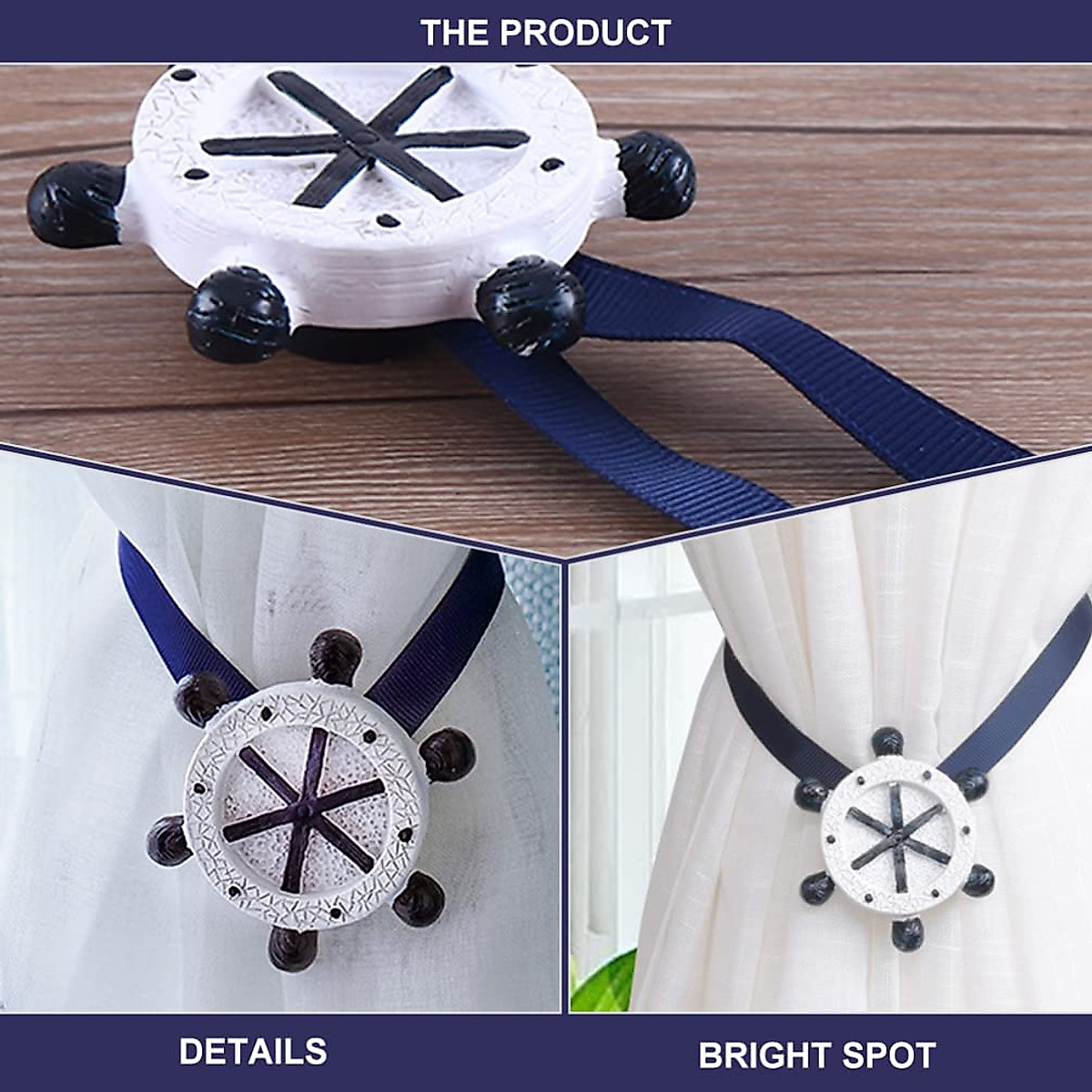 LIFKOME 2pcs Curtain Hook Magnetic Tie Back Window Magnetic Holdbacks Curtain Tiebacks Curtain Brackets for Curtain Rod Outdoor Curtains Curtain Buckle Simple Seaside Tassel Polyester