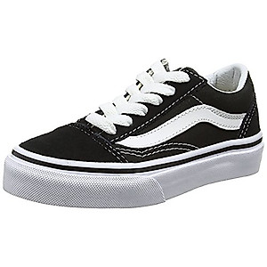 Vans Kids Old Skool Black/True White Skate Shoe, Black/White, 3 Little Kid