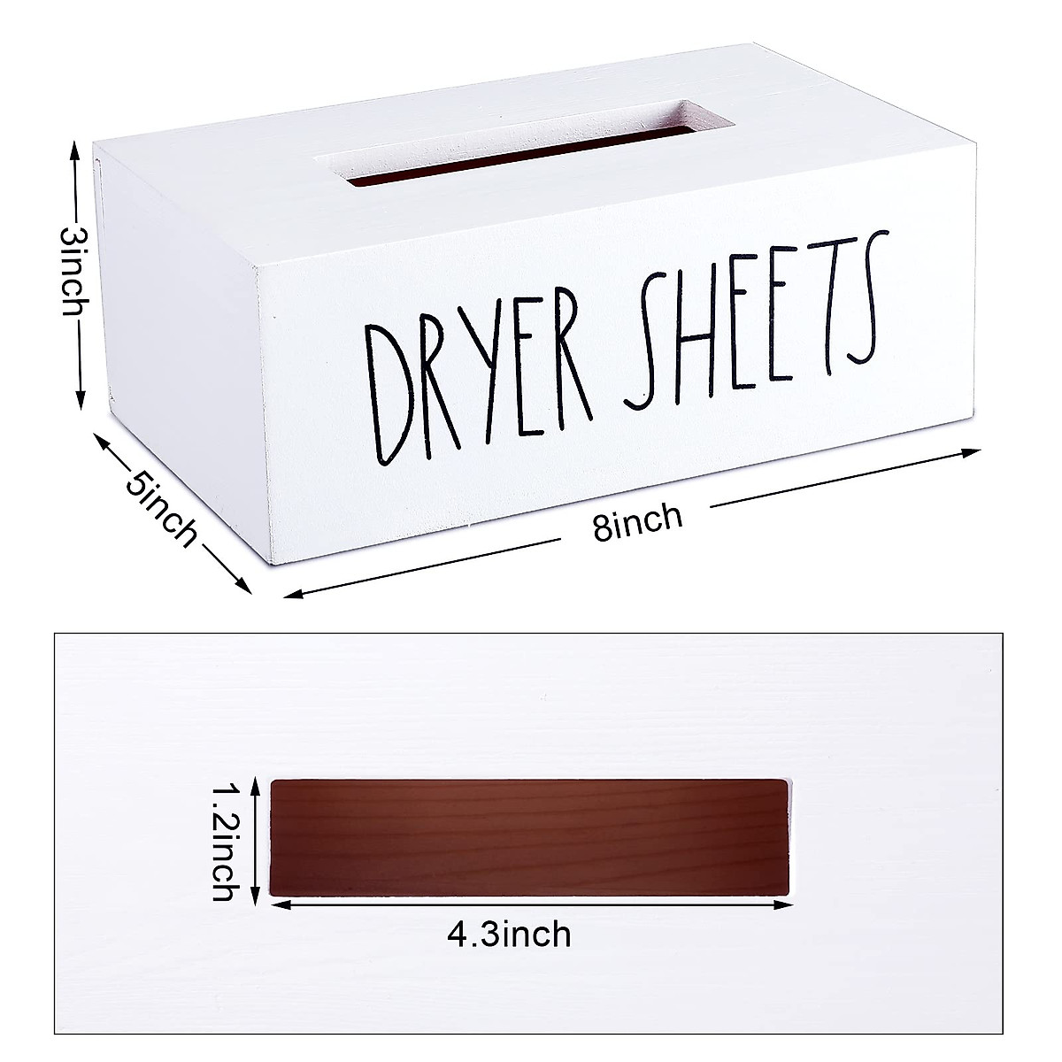 Dryer Sheet Holder Dispenser Container Dryer Sheet Storage Box for Laundry Room Decor Light Luxury Style Fabric Softener Dispenser for Organizing Decorations (White,Wood)