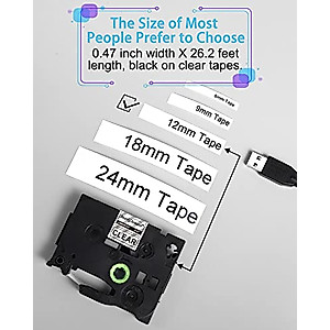 MarkDomain Compatible Label Tape Replacement for Brother TZe TZ Multicolor Laminated P Touch Label Maker Tape, 0.47"(12mm) x 26.2'(8m), Black on White/Clear/Red/Blue/Yellow/Green (6+6 Pack)