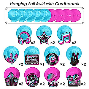 Outus 30 Pieces Music Party Decoration, Music Short Video Party Hanging Swirls Decor for Boys Girls Adults Music Birthday Party DJ Short Video Party Social Media Theme Party Baby Shower Supplies