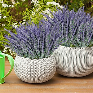 TURNMEON 20 Bundles Artificial Lavender Outdoor UV Resistant Flowers Plastic Fake Flowers Plants, Artificial Flowers Faux Plants for Outdoor Window Box Hanging Planter Home Porch Summer Decor(Purple)