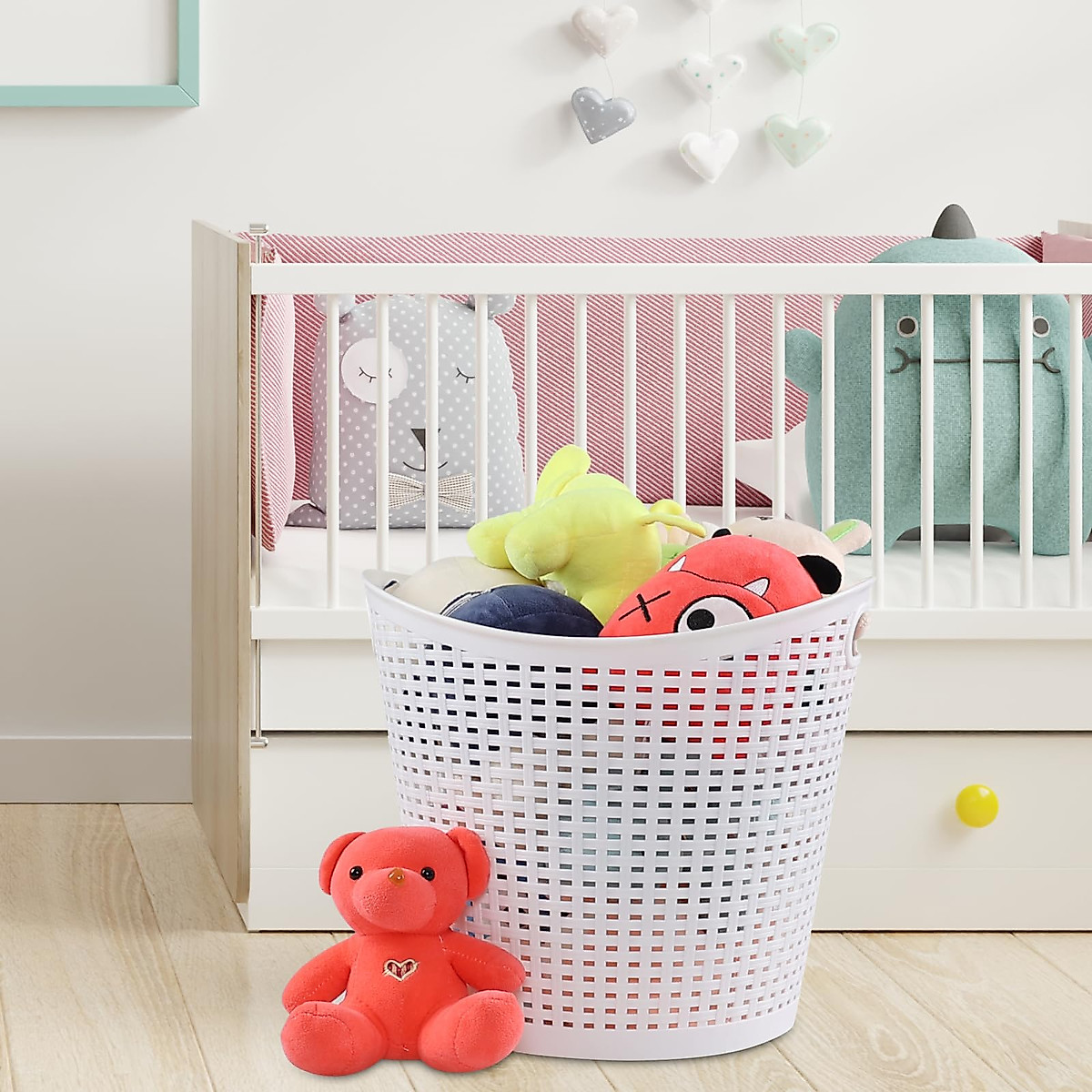 Sadstory 40 L Plastic Laundry Hamper, Large Plastic Storage Baskets, White, 6 Packs