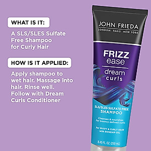 John Frieda Anti Frizz, Frizz Ease Dream Curls Shampoo, SLS/SLES Sulfate Free Shampoo for Curly Hair, Helps Control Frizz, with Curl Enhancing Technology, 8.45 Fluid Ounces