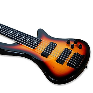 Fretless 6 String Electric Bass Bolt_On Maple Neck,Poplar Body Sunburst