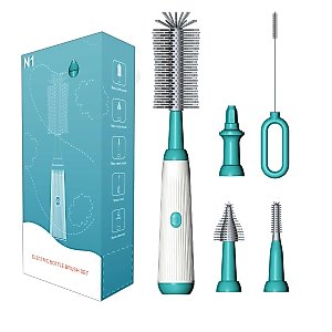 Electric Bottle Brush, Honboom Baby Bottle Cleaner, Rechargeable Waterproof Two-Speed Cleaning Mode Nipple Brush for Baby Bottles Pacifiers Straws Travel Bottle Brush Set (Green)