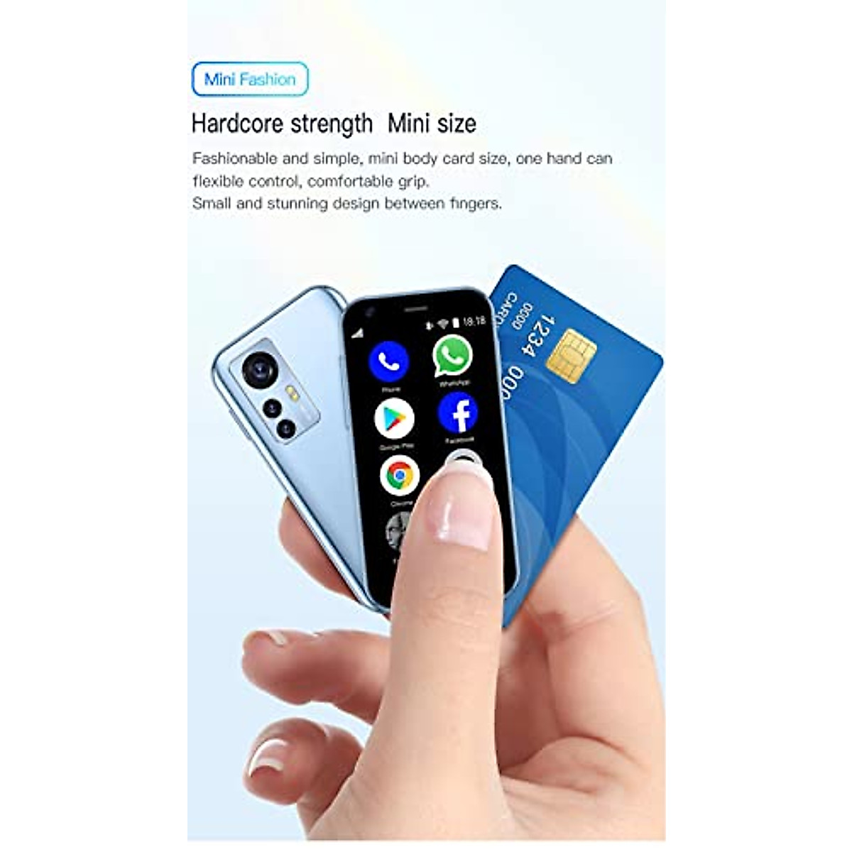 Mini Smartphone Unlocked 1GB RAM 8GB ROM Small Cell Phones, 2.5'' Touch Screen Quad Core Android Tiny Phone/3G/WiFi/Dual SIM/HD Camera/Google Play Mobile Phone (Blue)