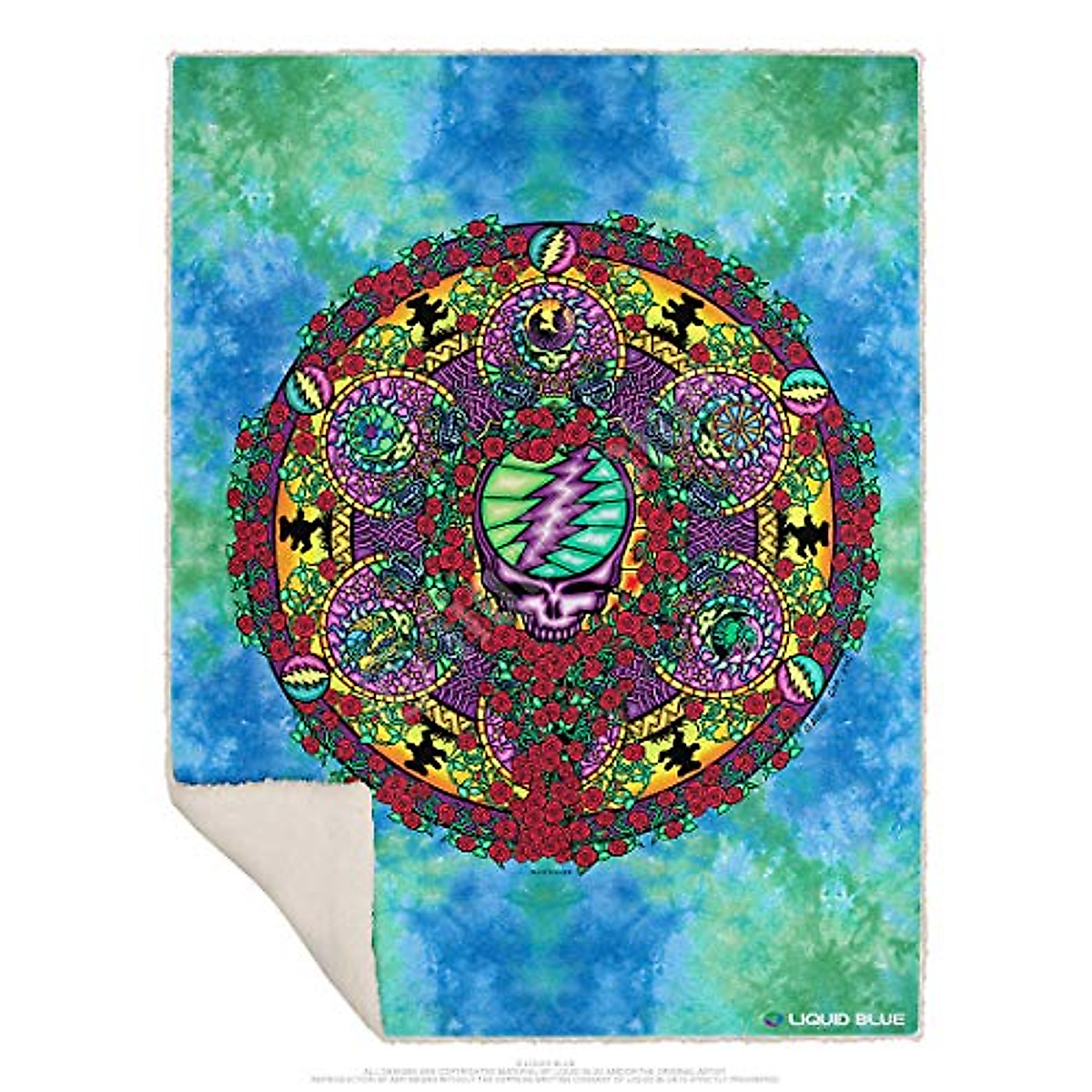 Liquid Blue Grateful Dead Celtic Mandala Warm Coral Fleece Throw Blanket, Multi, 50" X 60" (81019-960-50" X 60")