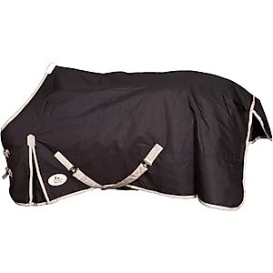 Rugged Wear Pony 600D, 200gm Turnout | Windproof, Waterproof & Breathable Turnout for Horse | Double Front Closures with Quick Snap Velcro Assists & Buckle | Black, 54"