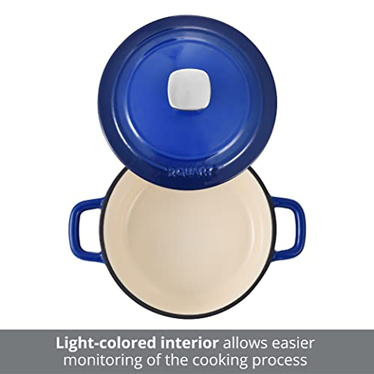 MasterPRO - Legacy Enameled Cast Iron Collection - 2 Quart Dutch Oven with Lid - Gorgeous Oven to Table Presentation with Ombre Design on the Cookware - Blue