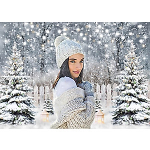 Avezano Winter Photography Backdrop Glitter Snowy Forest Pine Tree Background Snow Christmas Xmas Holiday Party Decor Banner Portrait Studio Booth Photobooth Props (7x5)