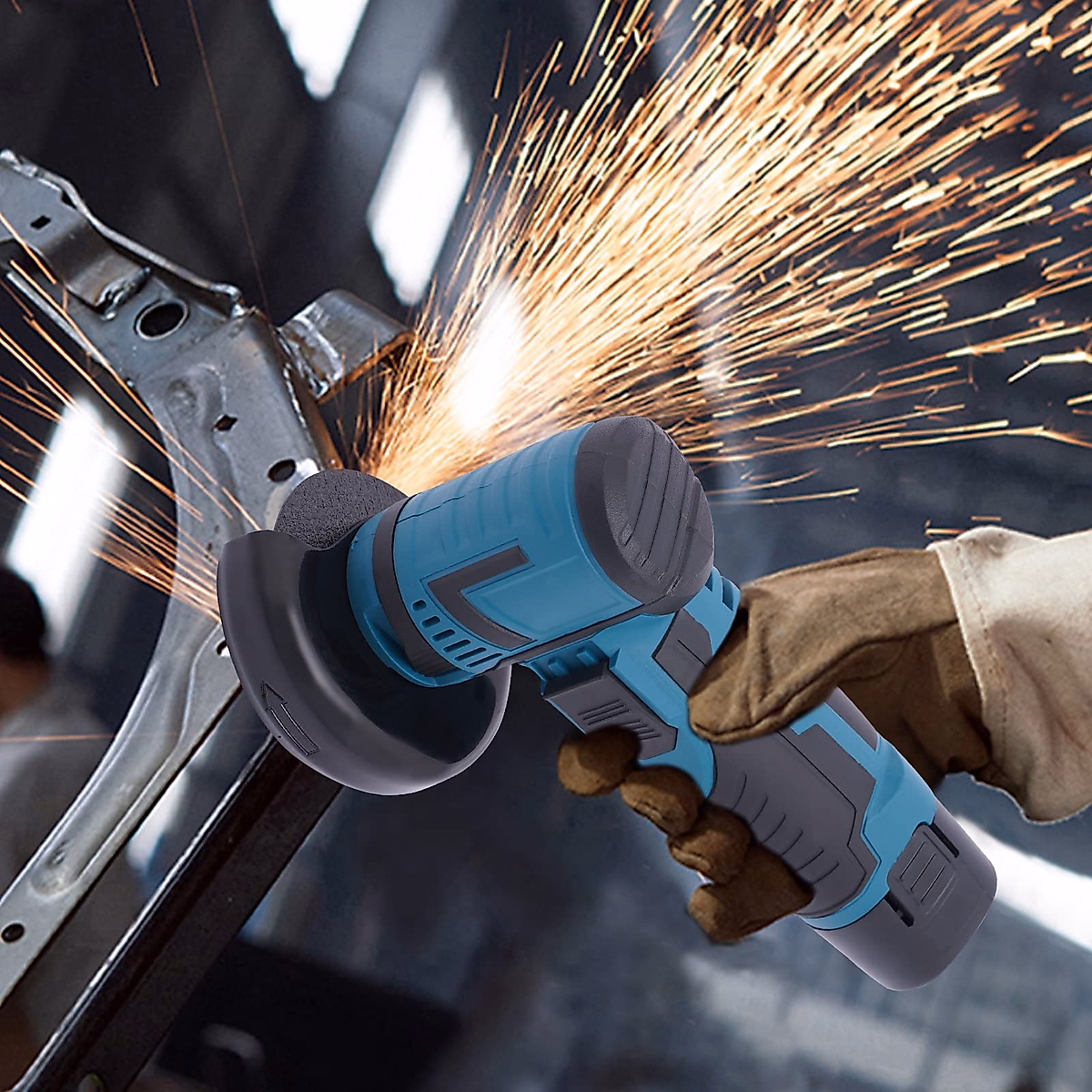 3 Inch Mini Angle Grinder, 500W 12V Cordless Metal Angle Grinder for Metal Grinding/Cutting/Polishing with 2 Battery, 2 Discs