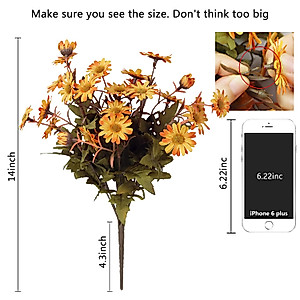 2 Pcs Artificial Flowers, Artificial Daisy Flowers Bulk 14 Inches Long Artificial Silk Flowers Bouquet Realistic Fake Flowers for Wedding Bouquets Home Party Office Grave Christmas Decor(Orange)