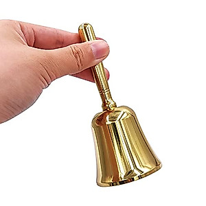 Hourwof Super Loud Hand Call Bell,Solid Brass Dinner Bell Service Bell Pet Training Bell Jingle Bell,Gold