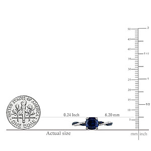 Dazzlingrock Collection 6 MM Cushion Lab Created Blue Sapphire with Round Blue Sapphire & Diamond Ladies Engagement Ring | 10K White Gold, Size 7.5