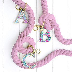 Lilly Pulitzer Leatherette Initial Keychain, Letter Bag Charm for Women, Best Fishes (A)