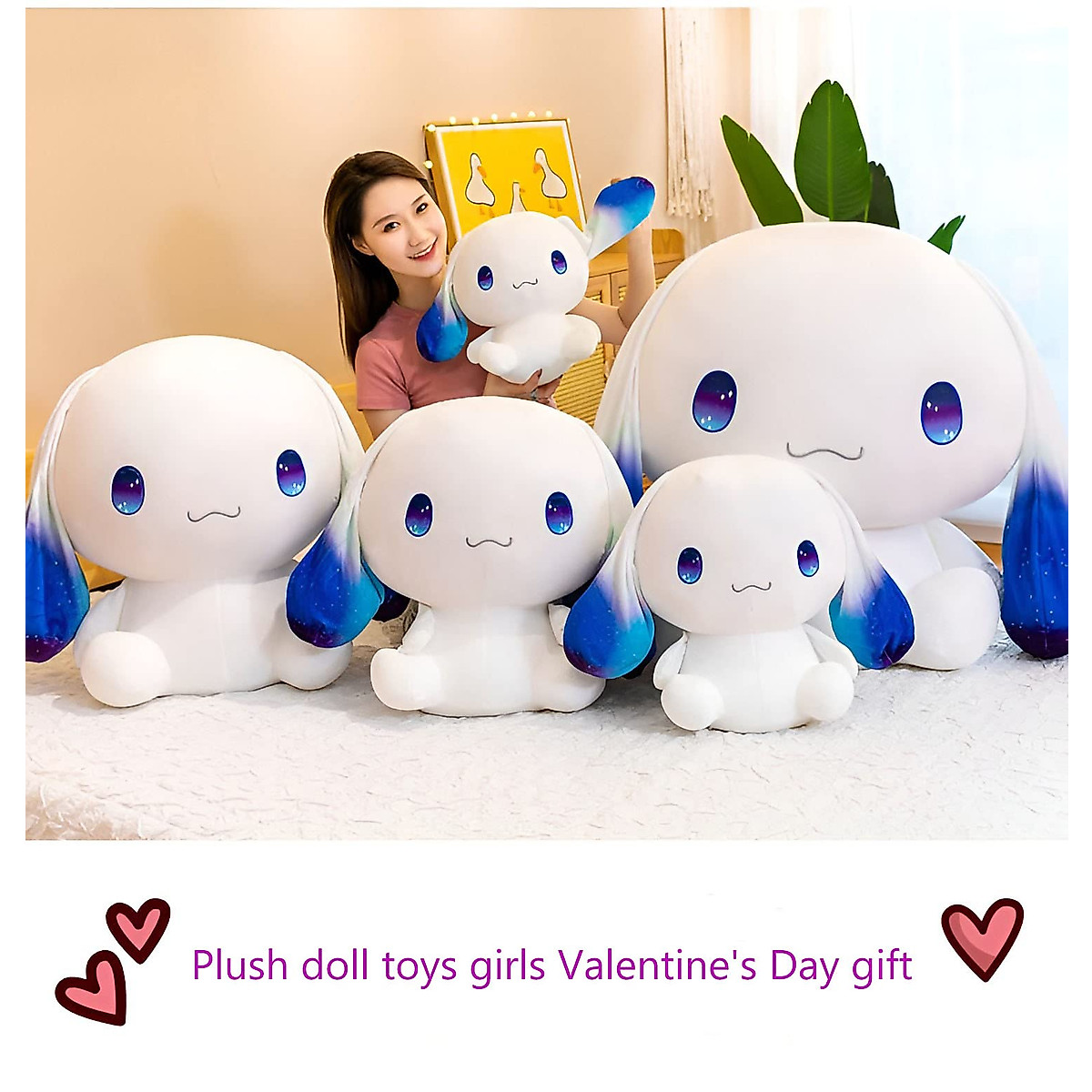 OULV Cute Plushies Dog Stuffed Animals Big Ear White Plush Toy Hugging Animal Soft Gift Accompany for Boy Girls Kids Birthdays Christmas, Body Pillow (11.8inch)…