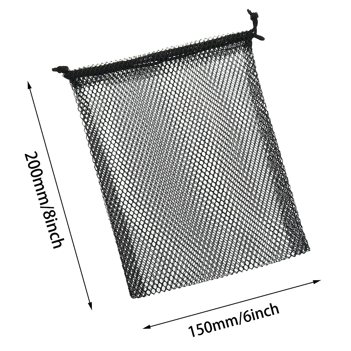 Bxian 6PCS 6x8inch Black Nylon Drawstring Mesh Bag Small Travel Organiser Laundry Bag for Carrying Sports Equipment and Ball and Clothes