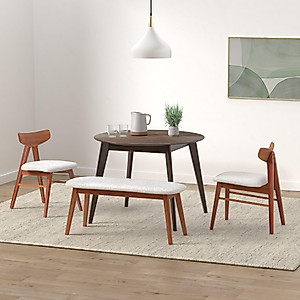 DAIVA CASA Orion Round Dining Table for 4 Person - Birch Solid Wood Kitchen & Dining Room Furniture - Mid Century Modern Scandinavian Style – Dark Brown Kitchen Table 40 inch