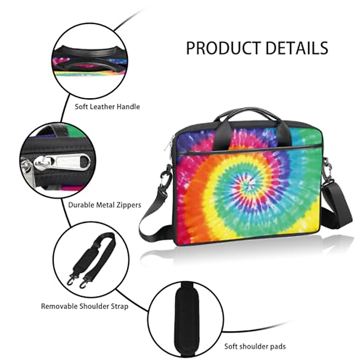 Tie Dye Painting Laptop Computer Bag Waterproof Shoulder Messenger Bag 13-15 inch Durable Laptop Tote Bag with Shoulder Strap Handle Lightweight Crossbody Briefcase