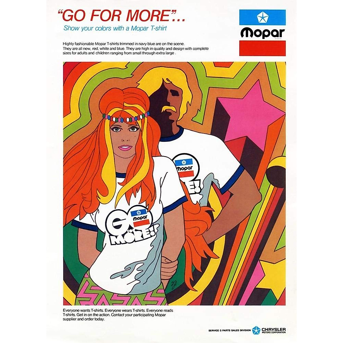 Mopar Go for More T-Shirt for Men (White/Navy Ringer/M)