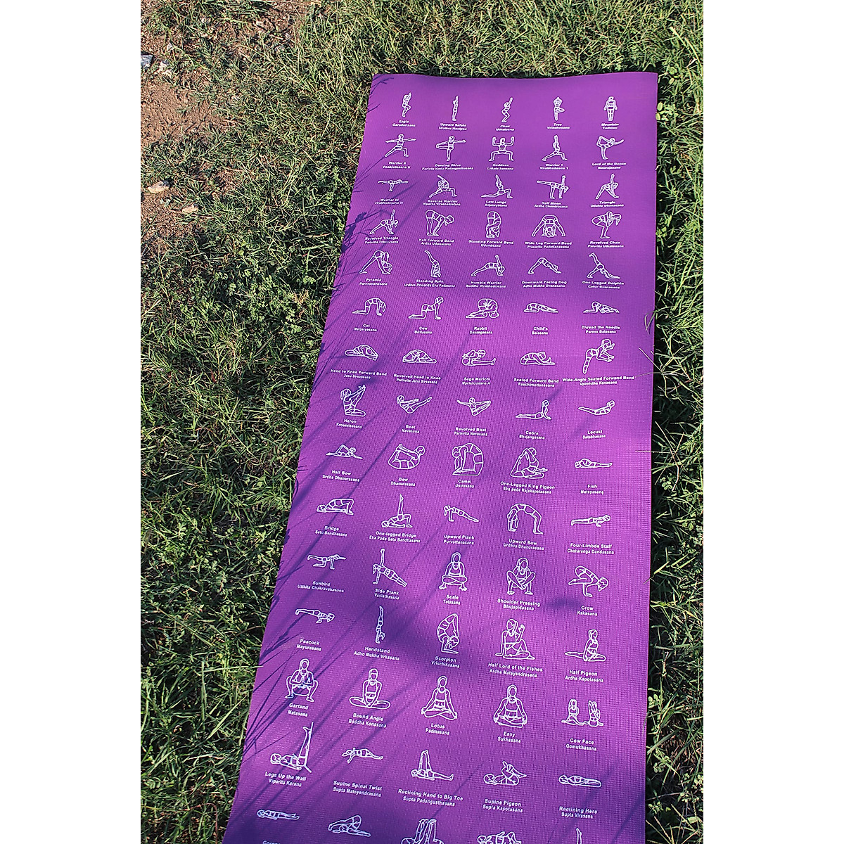 Beginner Instructional Yoga Mat with Poses Printed On It - 75 Illustrated Yoga Poses & 75 Stretches - Non Slip - Yoga Mat For All Genders