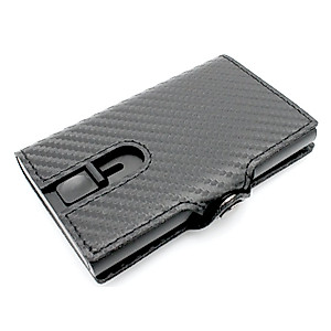 RFID Protection Minimalist Pop-Up Wallet Carbon Fibre Leather
