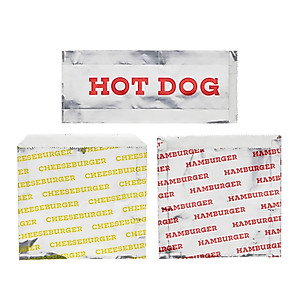 Stockroom Plus 300-Pcs Disposable Foil and Paper Hot Dog Holders and Hamburger Wrappers Combination Pack, Grease-Resistant Food Bags to Keep Food Hot for Party, Event (3 Designs)