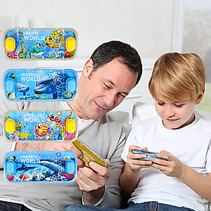 SevenQ Handheld Water Games, 4 Packs Ocean Theme Water Toss Ring Game Aqua Toy Water Ring Game for Kids Stocking Stuffers