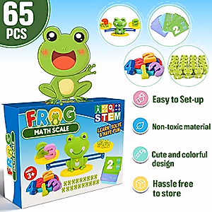 CozyBomB Homeschool Kindergarten Balance Board Game - Preschool Activities Math Learning Stem Montessori Cool Toys Educational with Frog Scale Cards Balancing Numbers for Kids Ages 3 4 5 6 Year Old