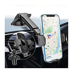 BESULEN Car Phone Holder Mount, 3-in-1 Cell Phone Holder for Car Dashboard Windshield Air Vent, Suction Cup Phone Cradle with Strong Sticky Gel Pad, Compatible with iPhone 14 13 12 Pro Max and More