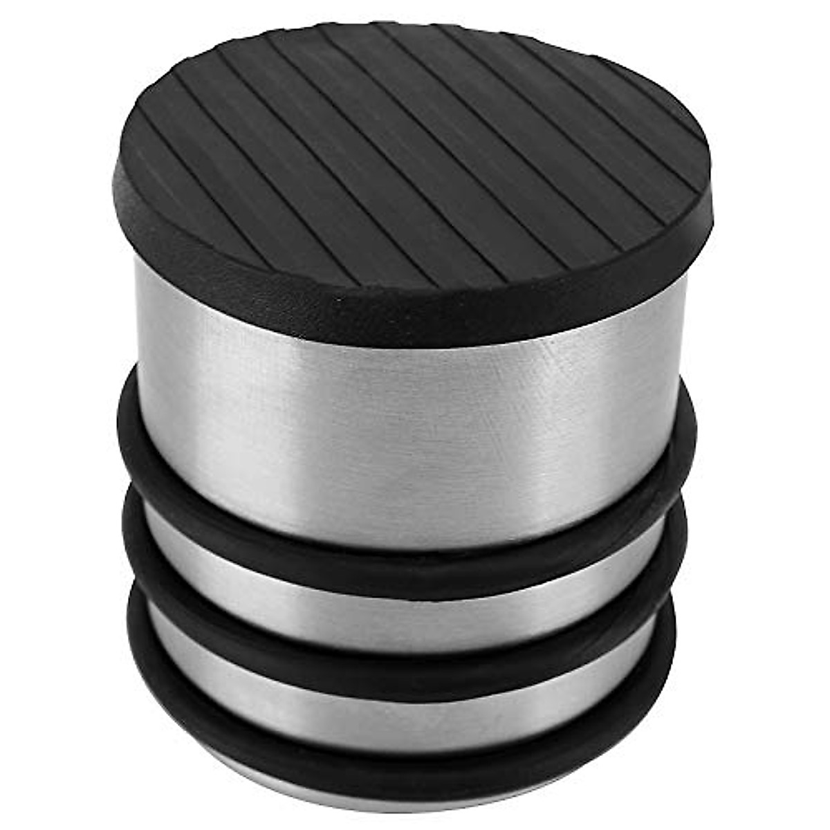 ZOENHOU 3 PCS 2.88 x 3.2 Inch Heavy Duty Door Stopper, 2.38 Lb No Drill Premium Stainless Steel Round Door Stops with Anti-Skid Silicone Treads, for Door Stopping