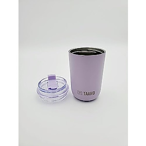 TAAHO 10 oz Tumbler Stainless Steel Vacuum Insulated Coffee Ice Cup Double Wall Travel Flask Tumbler, with Lid, BPA Free Tumblers Mug, Leak Proof Reusable Walled for Iced and Hot Drinks.PURPLE